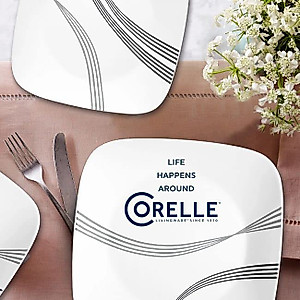 Corelle Urban Arc 16pc, Service for 4, Dinnerware Set, 8 Plates Bowls, Chip & Break Resistant, Dinner and Corelleware White