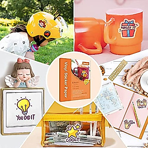 Stampcolour Printable Vinyl Sticker Paper for Cricut,Transparent No-Waterproof, Clear Decal 50 Sheets Self-Adhesive Crafts,Dries Quickly Tear Resistant-for Any Epson HP Canon Sawgrass Inkjet Printer