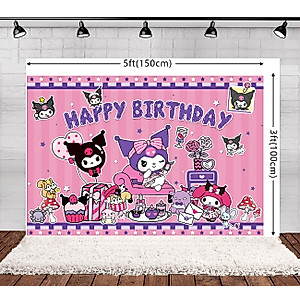 Kawaii Anime Cute Birthday Party Supplies, Cute Kitten Party Decorations Include Backdrop, Balloons, Tableware, Cupcake Toppers, Tablecloth, Stickers, Pink Kitten Themed Party Decorations for Girls