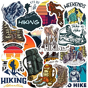 GOLEEX 20 Pack Pcs Waterproof Vinyl Wilderness Hiking Sports Sticker Items for Teens Boys Hiker Adults Gifts Lovers Bottle Adventure Nature Outdoors Birthday Gift Bottles Decal