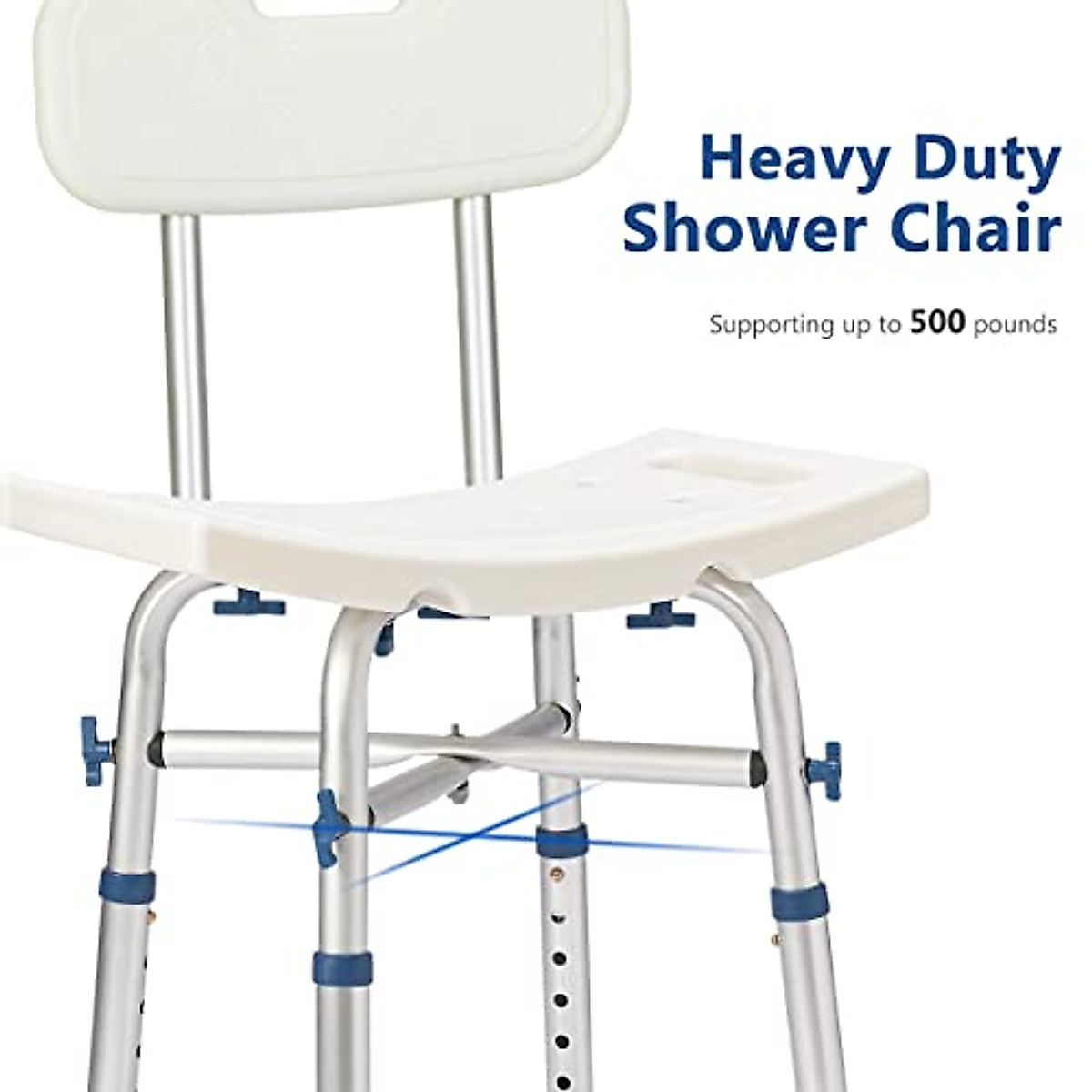 Zler Shower Chair with Back, 500lb Heavy Duty Shower Bench for Inside Shower, Anti-Slip Shower Chair for Bathtub, Tool Free Shower Chair for Senior, Handicap & Disabled