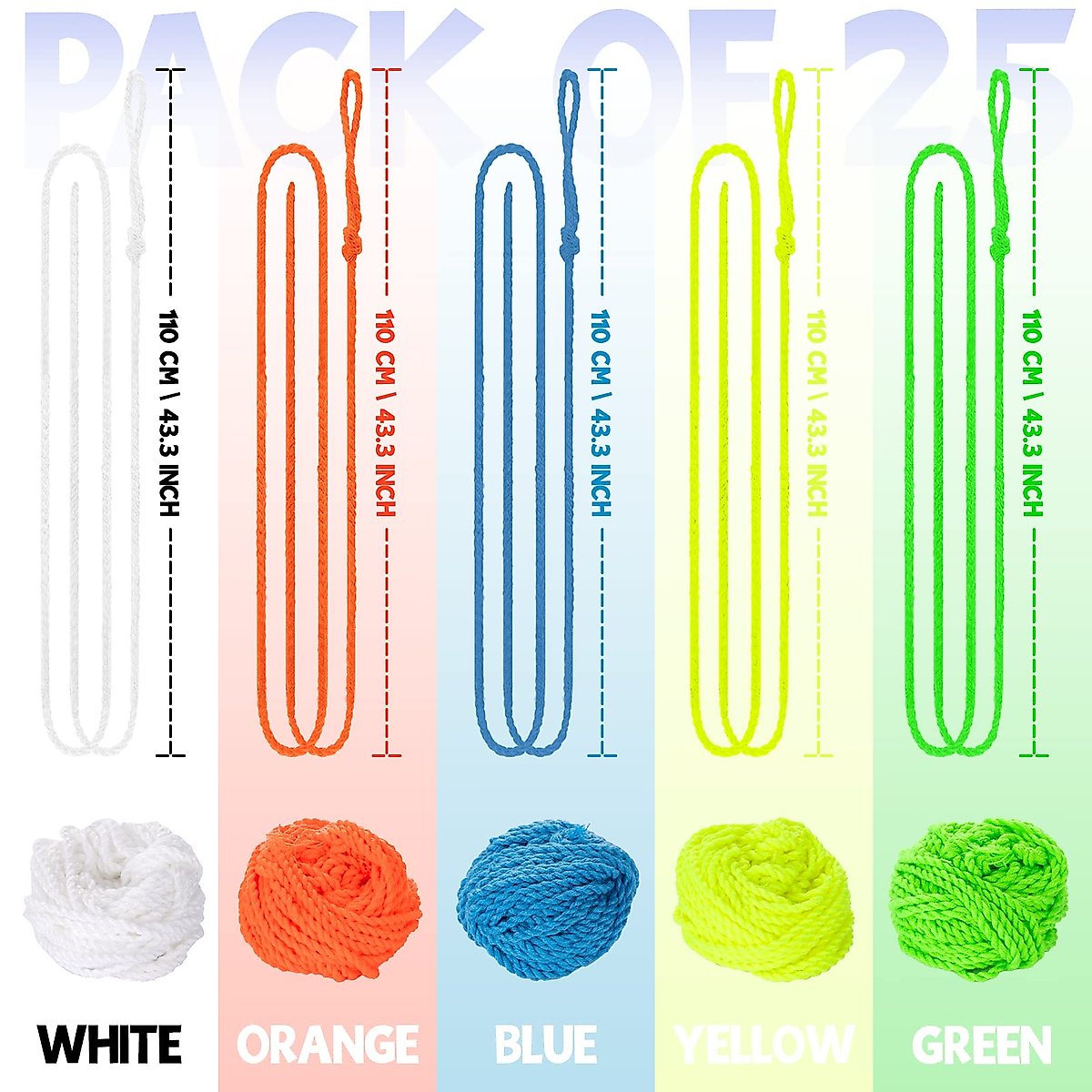 MAGICYOYO 100% Polyester Professional Yoyo Strings for Responsive and Non Responsive Yoyos - Pack of 25,Blue, Green, White,Yellow, Orange