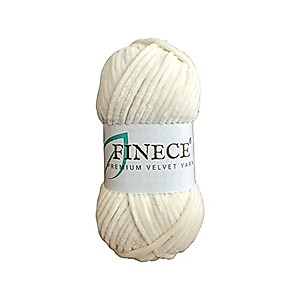FINECE Soft Velvet Yarn Chenille Yarn for Crocheting Baby Blanket Yarn for Knitting 100 gr (132 yds) Fancy Yarn for Crochet Weaving Craft Amigurumi Yarn (1 Skein, 2020-Cream)
