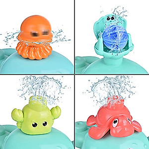FUN LITTLE TOYS Bath Toys for Toddlers, 5 PCs Bath Tub Toys Set, Spray Water Toys for Kids, Best Gifts for Boys & Girls