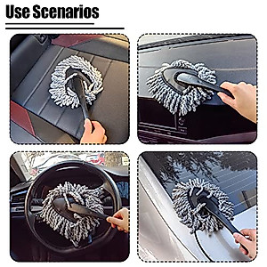 2PCS Super Soft Microfiber Car Dash Duster Brush, Reusable Hand Duster, Interior & Exterior Cleaning Dirt Dust for Car Cleaning Home Kitchen Computer Cleaning Brush Dusting Tool