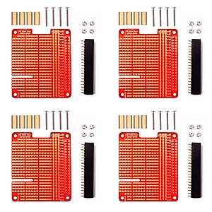 Treedix 4 sets GPIO Breakout DIY Breadboard PCB Shield Red Expansion Board Kit Compatible with Raspberry Pi 4 3 2 B+ A+