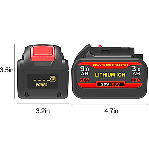 rebicacate 20V/60V Batteries Replace for Dewalt 60V Battery 9.0ah DCB606 DCB609, Compatible with Dewalt 20V/60V Power Tools&Chargers