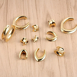 Casvort 2 PCS 8mm (0g) Hypoallergenic 316 Stainless Steel Gold Hot Minimalism Saddle Plugs Ear Gauges Tunnels Piercing Expander Stretchers Fashion Body Jewelry