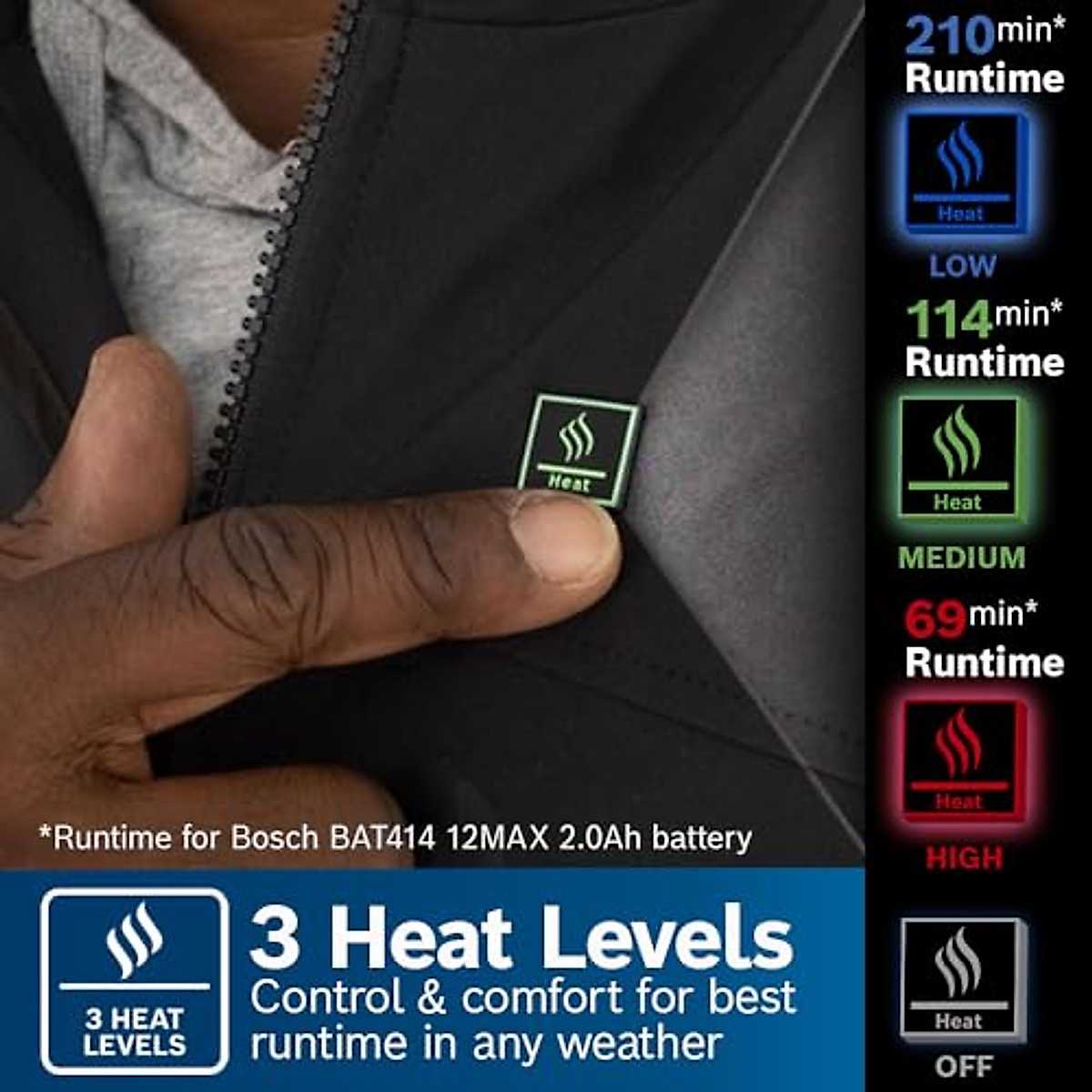 BOSCH GHH12V-20MN12 12V Max Heated Hoodie Kit with Portable Power Adapter - Size Medium