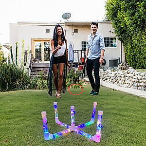 MOLACHI Ring Toss Games for Adults and Kids,Yard Games,Outdoor Indoor Games with LDE Light,Easy to Set Up w/Compact Carry - Backyard Toys,Christmas Party Toss Game for The Whole Family