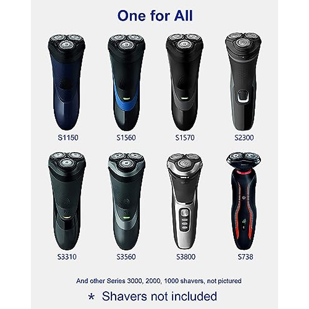 SH30 Replacement Heads Compatible with Shaver 2300 S1211/81, 3800 S3311/85, 3500 S3212/82, 2100 S1560/81, Series 3000 2000 1000 S738 Click and Style, 3Packs ComfortCut Shaving Heads, 1 Cleaning Brush