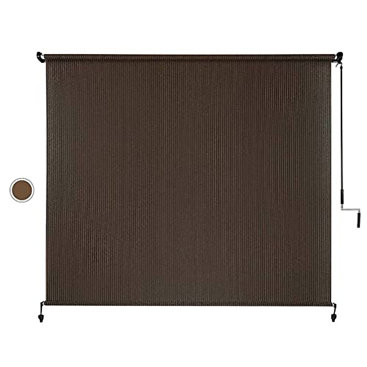 Osimlead Cordless Outdoor Roller Shade Patio Roll Up Shade Blinds for Deck Porch Balcony Backyard (8' W X 6' L, Mocha)