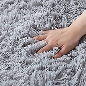4x4 Gray Fluffy Round Rug for Living Room Luxurious Circle Carpet for Bedroom Shaggy Plush Soft Grey Round Rug Home Decoration Carpets (4x4, Gray)