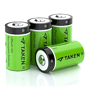 Taken 4 Pack 123 Batteries Lithium 3.7V CR123 Batteries [CAN BE RECHARGED] for Arlo Cameras (VMC3030/VMK3200/VMS3330/3430/3530), Flashlight, Microphone