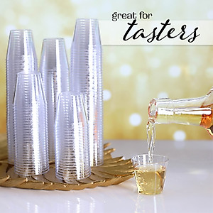 PARTY BARGAINS 500 Disposable 1oz Shot Glasses, Crystal Clear Hard Plastic Tumblers, Whiskey, Jell-O, Shots, Tasting, Sauce, Dips, Samples (30ML) shot cups