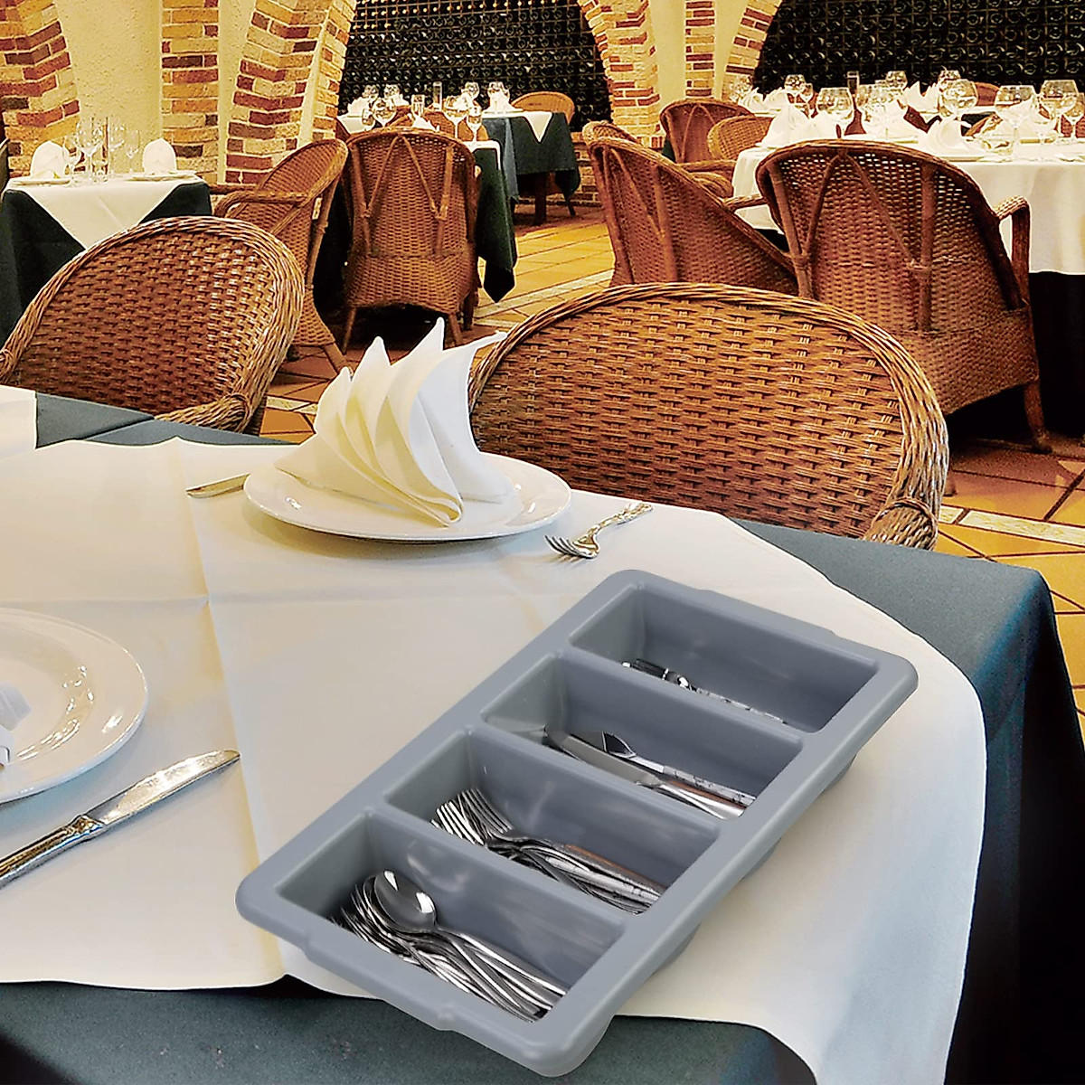 Minekkyes 4-Pack Utensil Drawer Organizer, Flatware Drawer Organizer, 4 Compartments Cutlery Trays