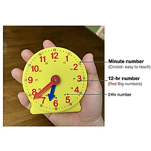 CM Wealth Learning Clock for Kids, Student Learning Clocks, 12/24 Hours, Geared Clock, 4+Years, 2set