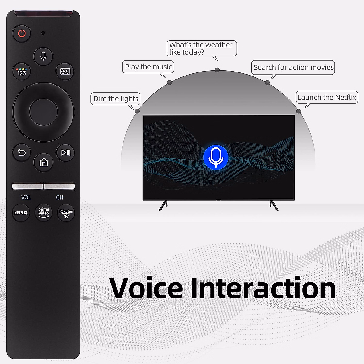 Neuronmart Voice Remote Control Replacement for Samsung Smart TV Remote, for Samsung 4K 8K Crystal UHD LED QLED Frame HDR Curved Smart TV with Netflix, Prime Video, Rakuten TV Button