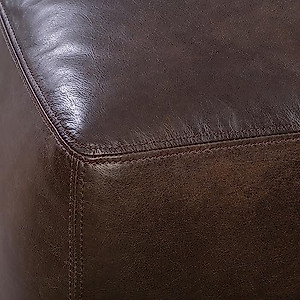 POLY & BARK Denver Leather Ottoman in Full-Grain Semi-Aniline Italian Tanned Leather in Madagascar Cocoa