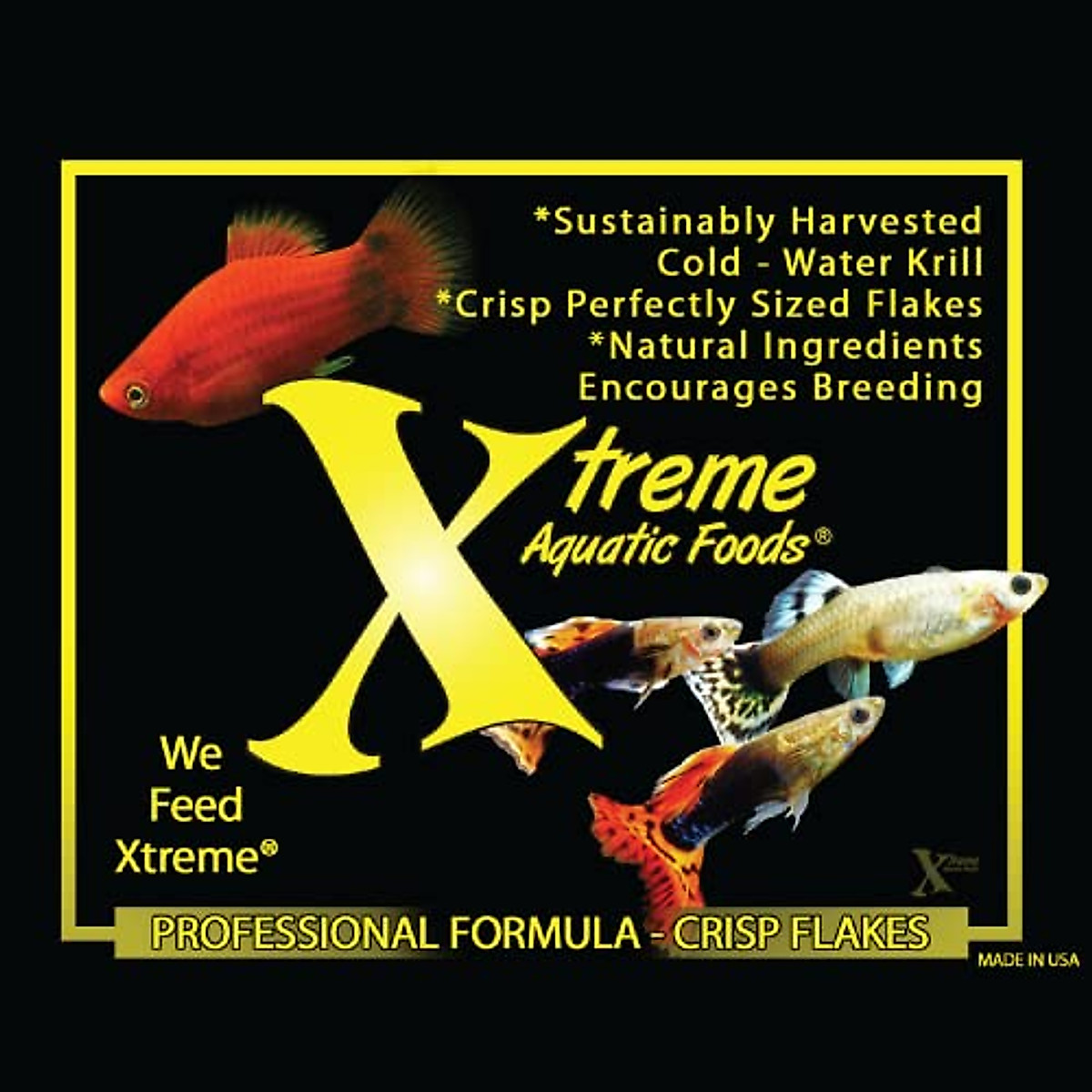 Xtreme Aquatic Fish Foods Krill Flake (1oz Jar) - Hormone Free - Made in USA - High Protein & Max Color