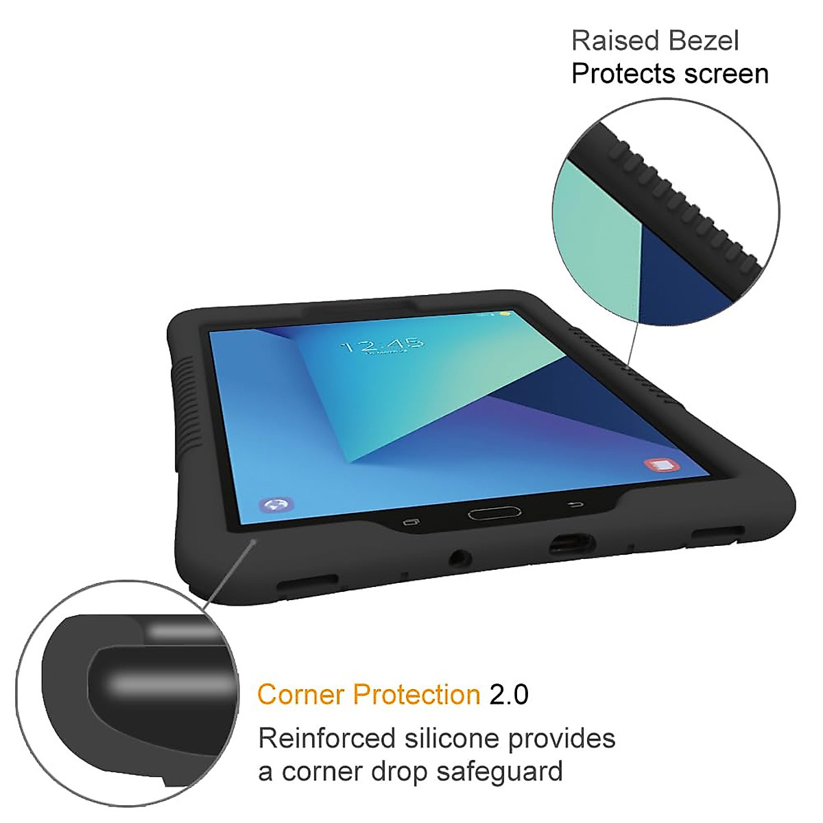 Fintie Silicone Case for Samsung Galaxy Tab S3 9.7, Light Weight Shock Proof Cover with S Pen Holder [Anti Slip] [Kids Friendly] for Tab S3 9.7 (SM-T820/T825/T827) 2017 Release, Black