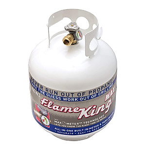 Flame King YSN230 20 Pound Steel Propane Tank Cylinder With Overflow Protection Device Valve and Built-in Gauge, Great For Grills And BBQs