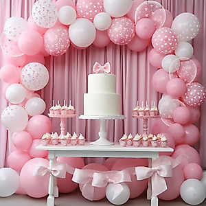 Juome 32 Pcs Pink Bow Balloons Party Decorations - Coquette Bows Birthday Decorations, Bow Theme Decor for Girls Birthday, Bachelorette Decorations, Bridal Engagement Decor, Baby Shower Decoration