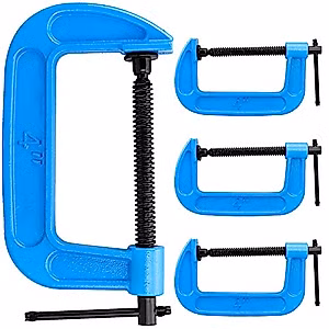 HOZEON 4 PCS 4 Inch C Clamp Set, Heavy Duty G-Clamps with 4-Inch Jaw Opening Sliding T-Bar Handle for DIY Carpentry Woodwork Building