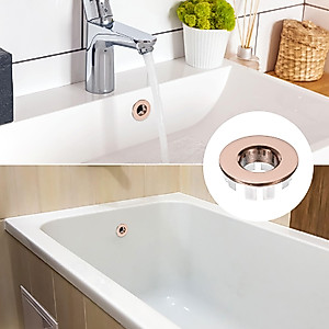 uxcell 8pcs Sink Overflow Rings, Bathroom Kitchen Basin Trim Bath Sink Hole Round Hollow Brass Overflow Drain Cover Insert in Hole (Rose Gold)