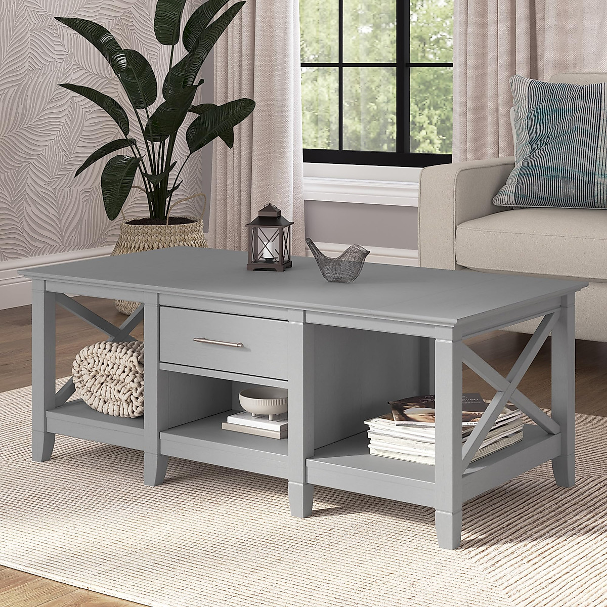 Bush KWT148CG-03 Key West 47-Inch x 24-Inch Coffee Table, Cape Cod Gray