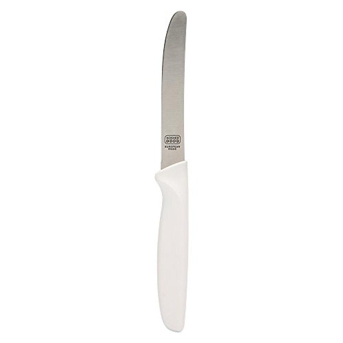 The Kosher Cook White Kitchen Knife – 4.5” Steak and Vegetable Knife - Razor Sharp Curved Tip, Straight Edge - Color Coded Kitchen Tools