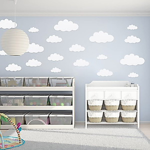 CUGBO 31pcs Big Clouds Vinyl Wall Decals DIY Wall Sticker Removable Wall Art Decor 4-10 inch for Living Room Nursery Kids Room(White)