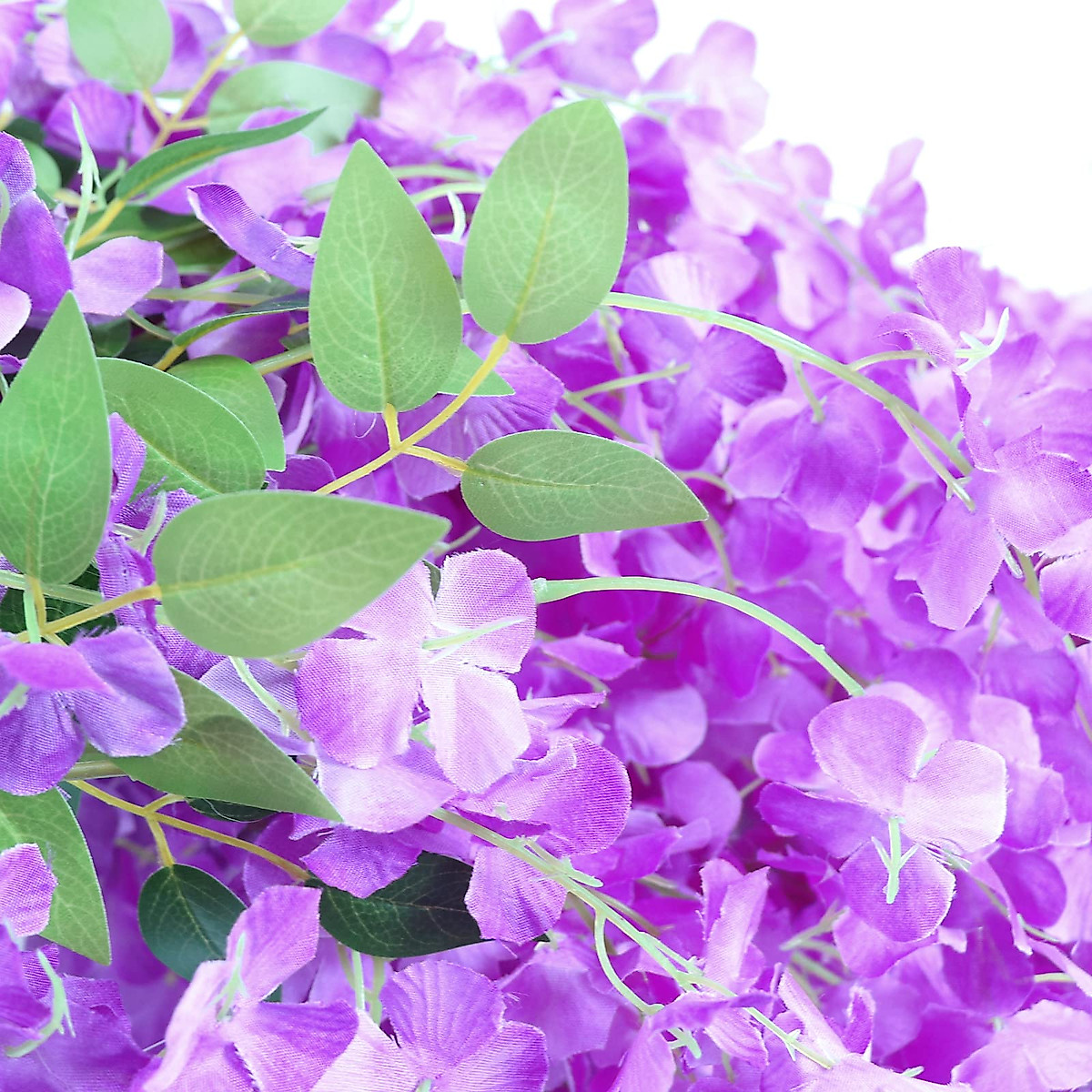 Letime 12 Pack Wisteria Hanging Flowers Artificial Decorations, 3.7 Feet/Piece Artificial Wisteria Flower Garland for Backdrop, Wedding Flowers for Home Party Garden, Red Purple