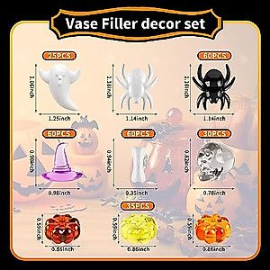 270 PCS Halloween Vase Fillers Includes Mini Acrylic Pumpkin Cute Ghost Mini Skull Head Small Witch Hats, Halloween Party Table Decoration Halloween Decorations Tiered Tray Decor