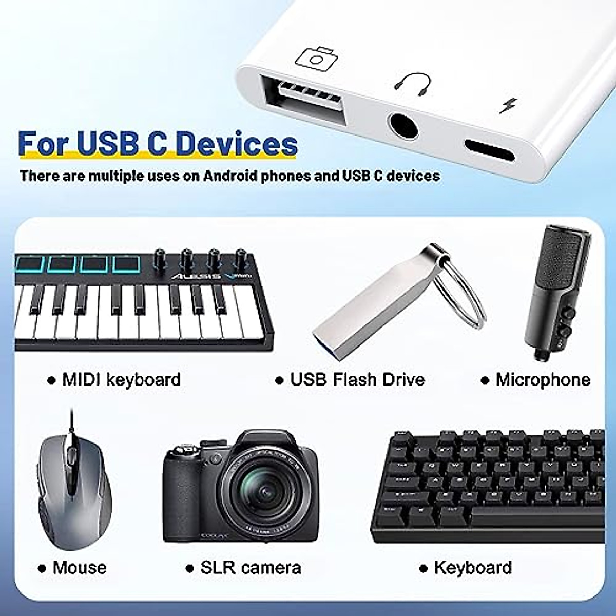 PNBACE USB C to USB Adapter 3 in 1 USB C to 3.5mm Audio Adapter for iPad USB Adapter