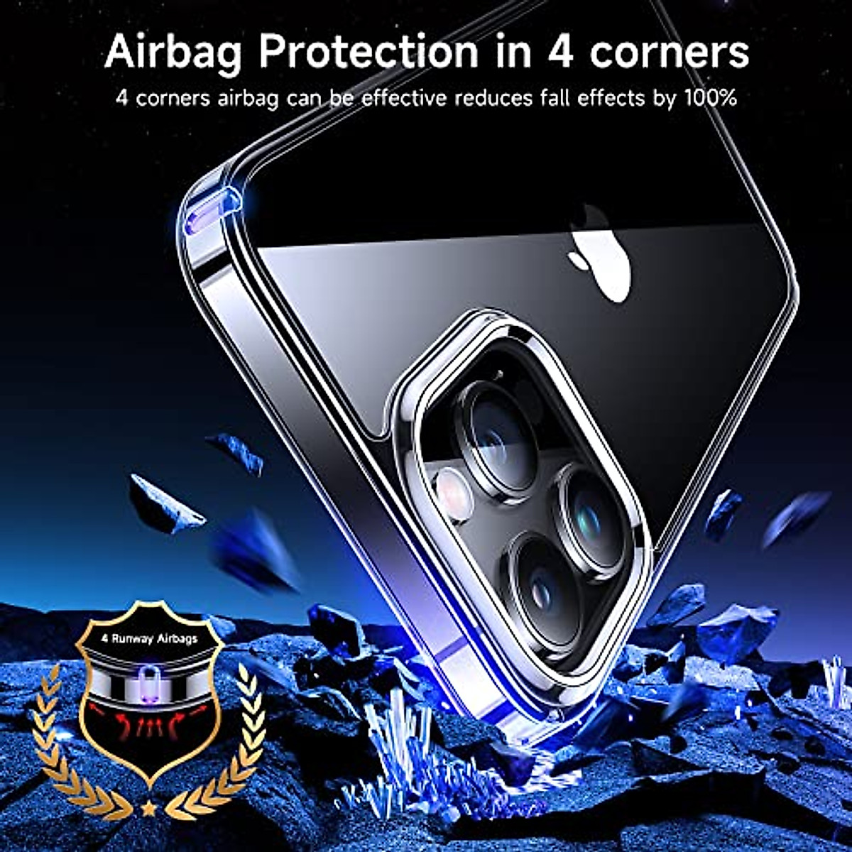 Humixx [5 in 1] for iPhone 14 Pro Case, with 2X Screen Protector + 2X Lens Protector, [20x Anti-Yellowing][12 FT Drop Protection] Clear Shockproof Protective Case for iPhone 14 Pro 6.1 inch