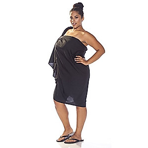 1 World Sarongs Womens Plus Size Fringeless (TM) Premium Solid Sarong in Black