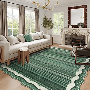 Lahome Washable Green Rugs for Living Room Bedroom,Machine Washable Green 5x7 Area Rugs,Dining Room Rug,Modern Abstract Irregular Non-Slip Stain-Resistance Accent Carpet for Home Office(Green,5x7)