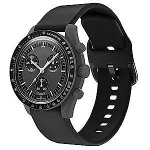 Ritche Christmas Gift 20mm Sports Silicone Moonswatch Band for Men Omega Swatch Strap Replacement band for Speedmaster/Rolex/Seiko Mission to the Moon/Mercury, White Elephant Gifts, Stocking Stuffers for Men