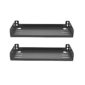JINGCHENGMEI 2 Pcs of Metal Wall Mounted Floating Shelf for Small AV or TV Accessories, 4.7" Deep 12" Wide Mini Display Shelf for Storage or Collection in Living Room, Kitchen (12 Inches)
