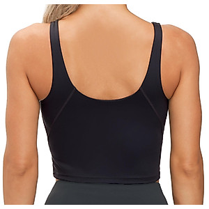 Women’s Longline Sports Bra Wirefree Padded Medium Support Yoga Bras Gym Running Workout Tank Tops (Black, Small)