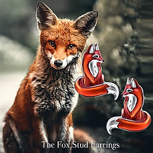 Fox Earrings Gifts Sterling Silver Cute Kitsune Fox Stud Earrings Jewelry Prom Earrings Christmas Gifts for Women Teen