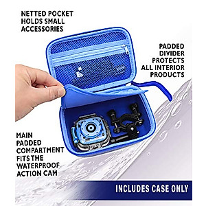 CASEMATIX Camera Travel Case Compatible with PROGRACE, Ourlife, Dragon Touch and More Waterproof Toy Camera Video Recorders - Case for Toy Action Camera and Accessories