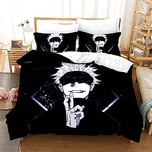 DAIRUINI Japan Anime Bedding Sets Jujutsu Kaisen Duvet Cover Single Double Queen King Bed Linen Sets Boys Bedclothes No Sheet,DA-248,Full:79"x90"/200 * 229cm