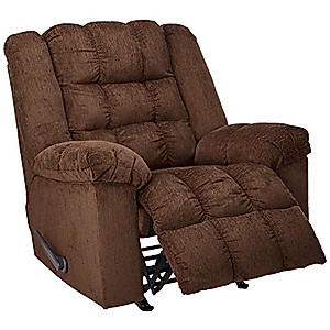 Signature Design by Ashley Ludden Ultra Plush Manual Rocker Recliner with Tufted Back, Dark Brown