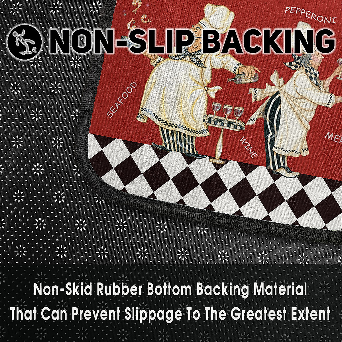 Fat Chef Rugs Kitchen Floor Mats for in Front of Sink, Fat Chef Kitchen Mats for Standing for Kitchen Decor 17"X30"+17"X47"