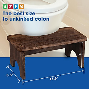 AZEN Wood Toilet Stool Squat Adult, Poop Stool for Bathroom Adults, Portable Toilet Potty Stool for Adults, 7 Inch Height