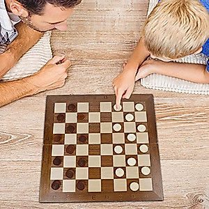 Juegoal 17" Wooden Chess & Checkers Set, 2 in 1 Board Games for Kids and Adults, with Felted Game Board Interior for Storage, Travel Portable Folding Chess Game Sets, 2 Extra Queen, 24 Checkers Pieces