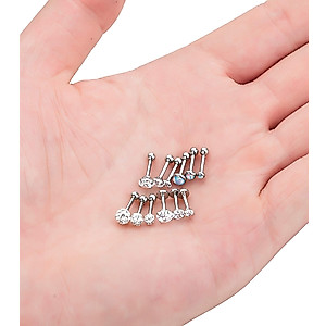 YOVORO 12Pcs 16G 316L Stainless Steel Stud Earrings for Women Cartiliage Earring Tragus Helix Piercing Created-Opal 3/4/5MM