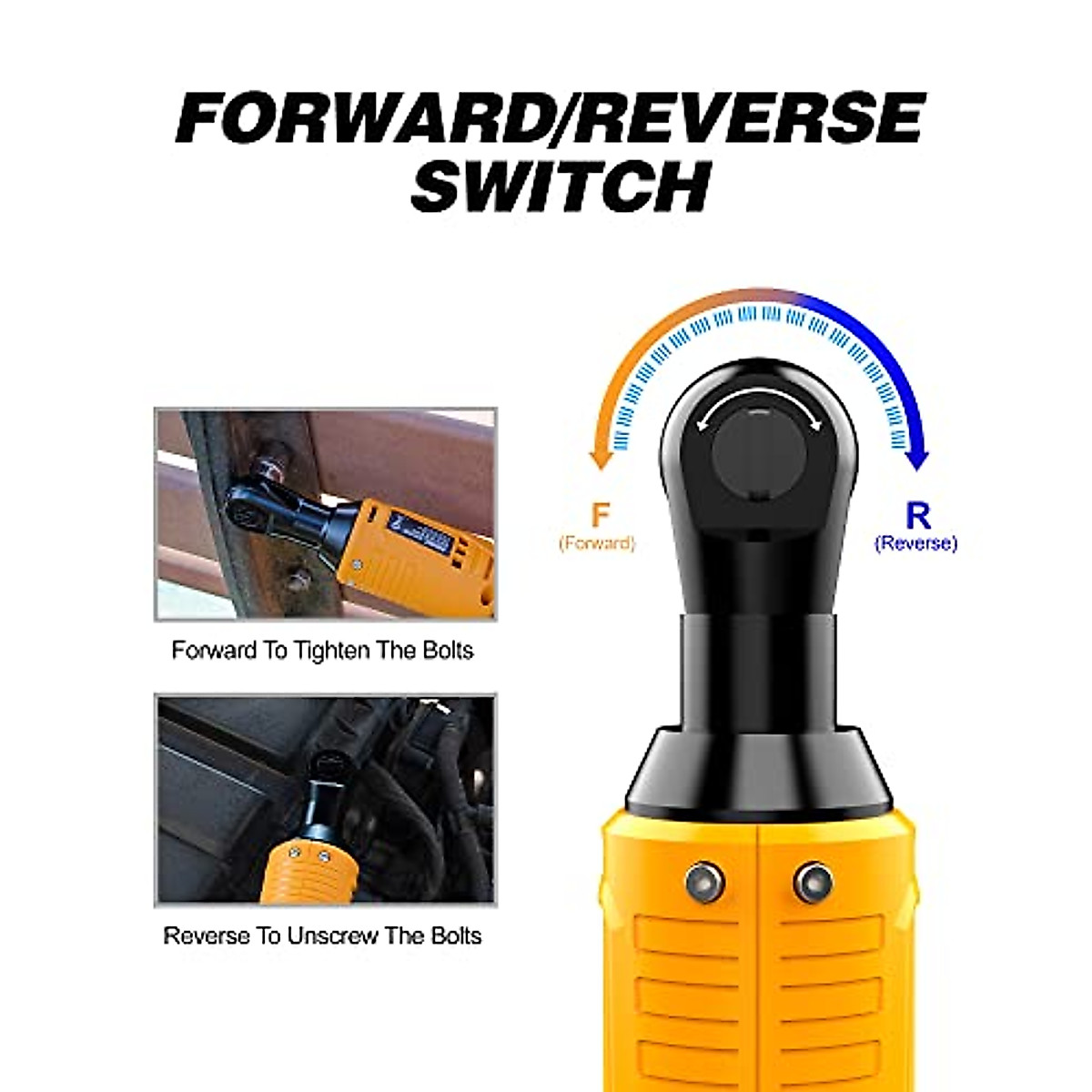 Adedad Cordless Electric Ratchet Wrench Set, 3/8" Power Ratchet Wrench, 40 Ft-lbs 400RPM 12V Battery Ratchet Tool Kit with 2 Pack 2.0Ah Lithium-Ion Battery and 1 Fast Charger